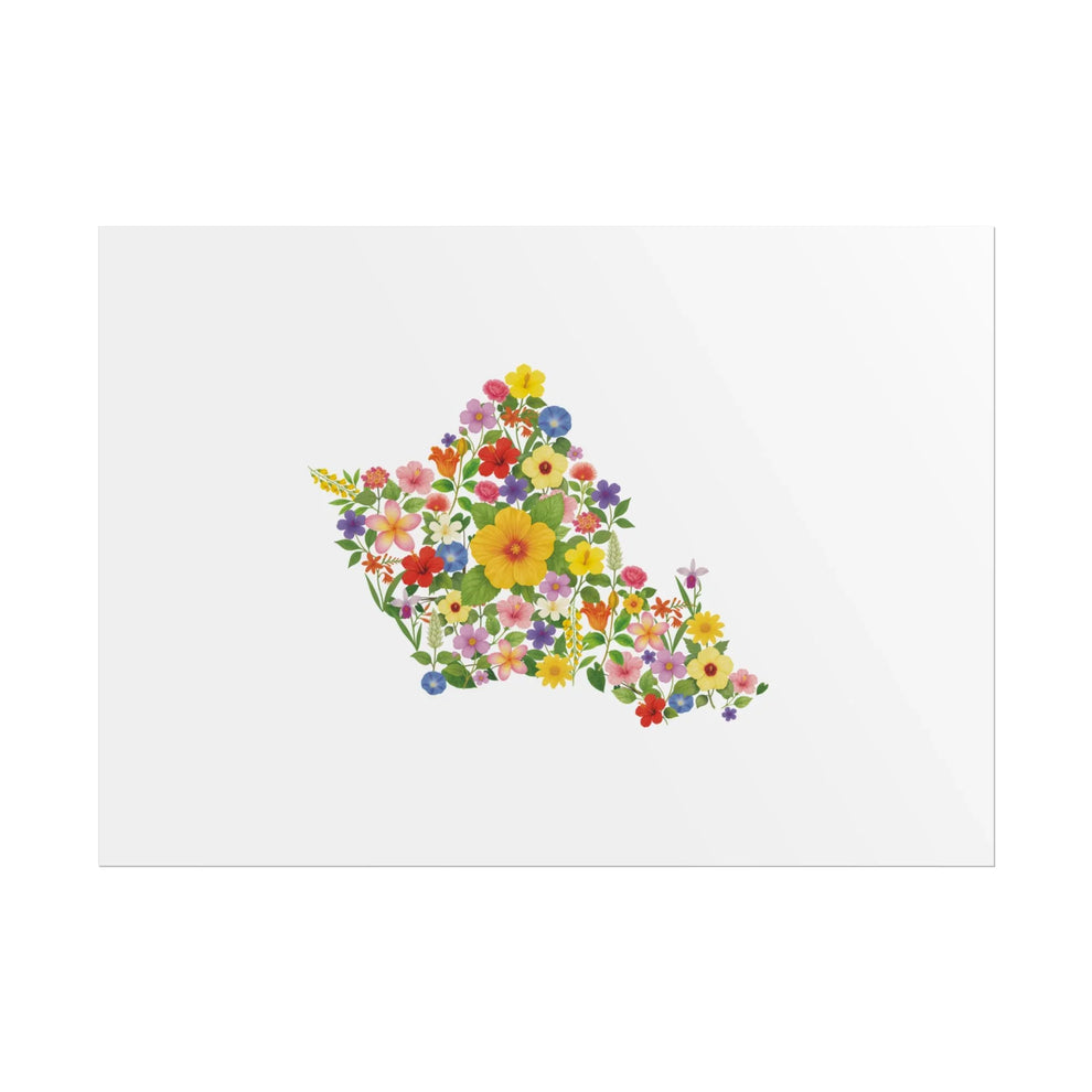 Oahu Wildflower Map (Watercolor Print) | US Wildflower Maps