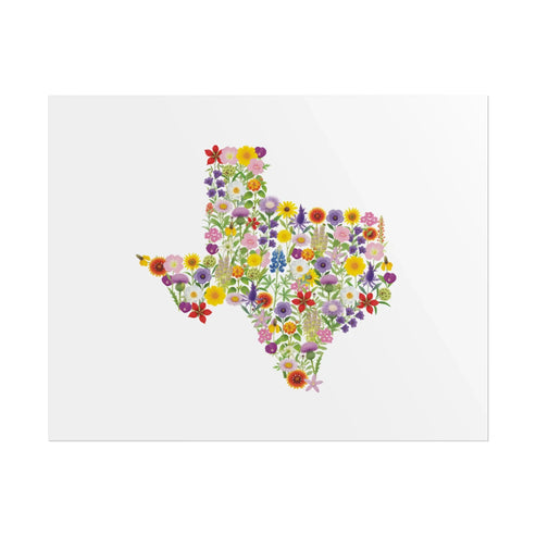 Texas Wildflower Map (Watercolor Print) | US Wildflower Maps