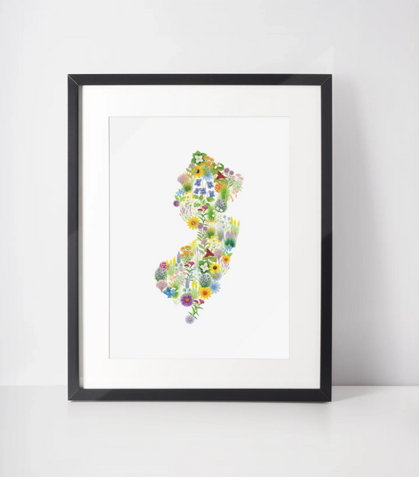 New Jersey Wildflower Map (Watercolor Print) | US Wildflower Maps