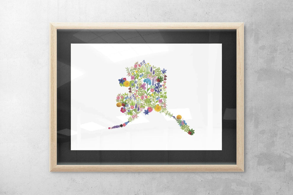 Alaska Wildflower Map (Watercolor Print) | US Wildflower Maps