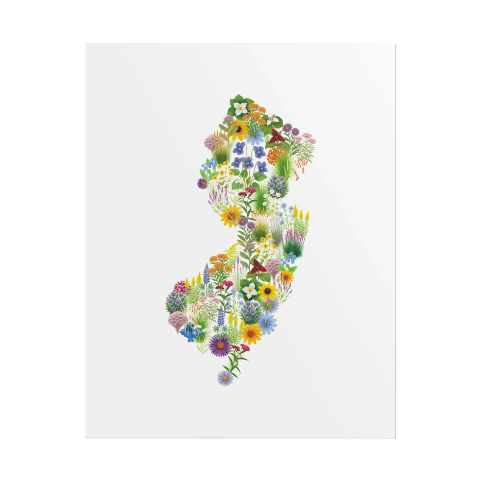 New Jersey Wildflower Map (Watercolor Print) | US Wildflower Maps